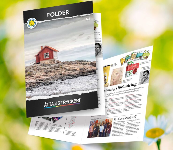 Tryck din folder hos oss till bästa pris | Åtta.45 Tryckeri
