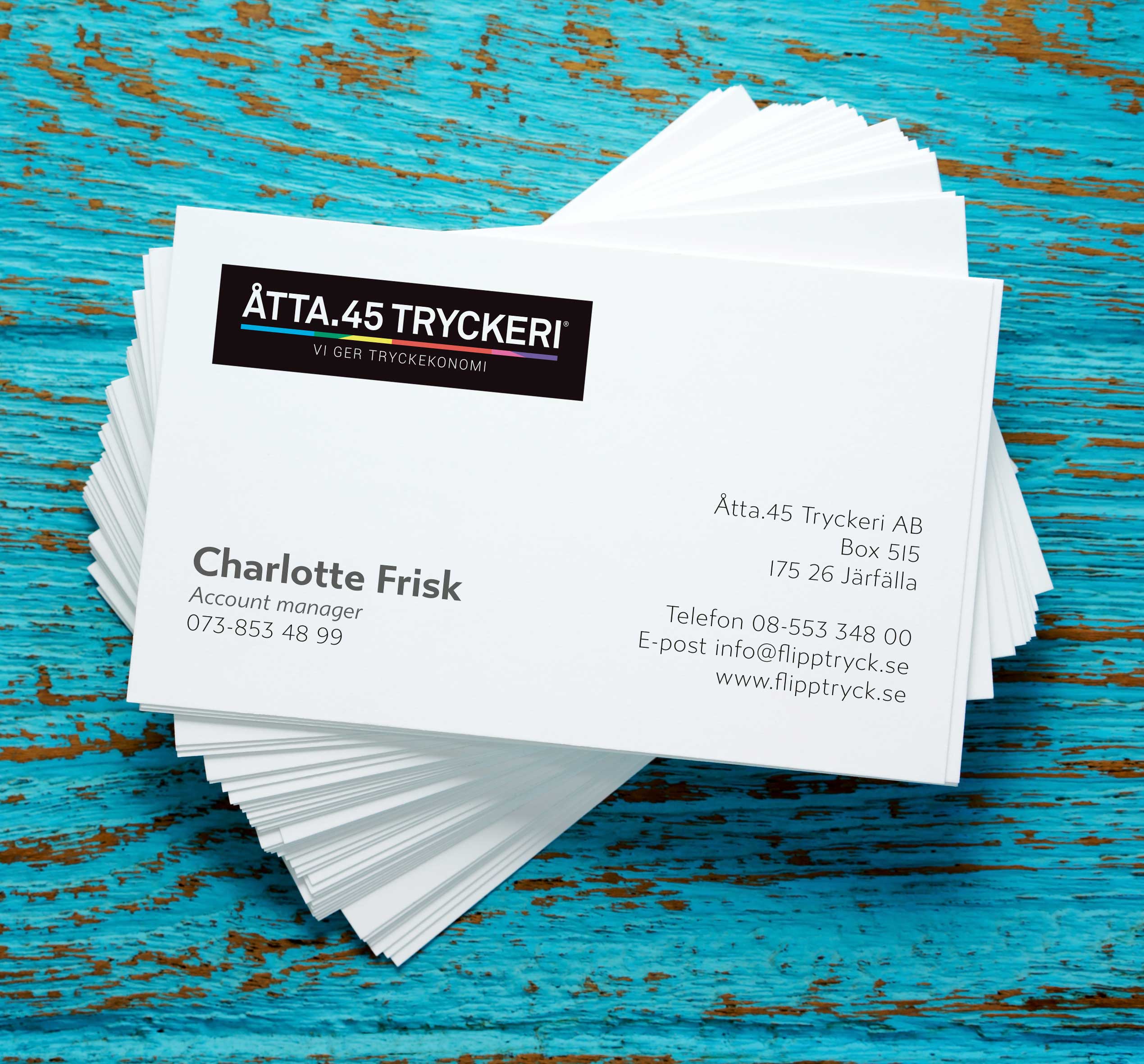Tryck Visitkort av hög kvalitet & bra pris | Åtta.45 Tryckeri